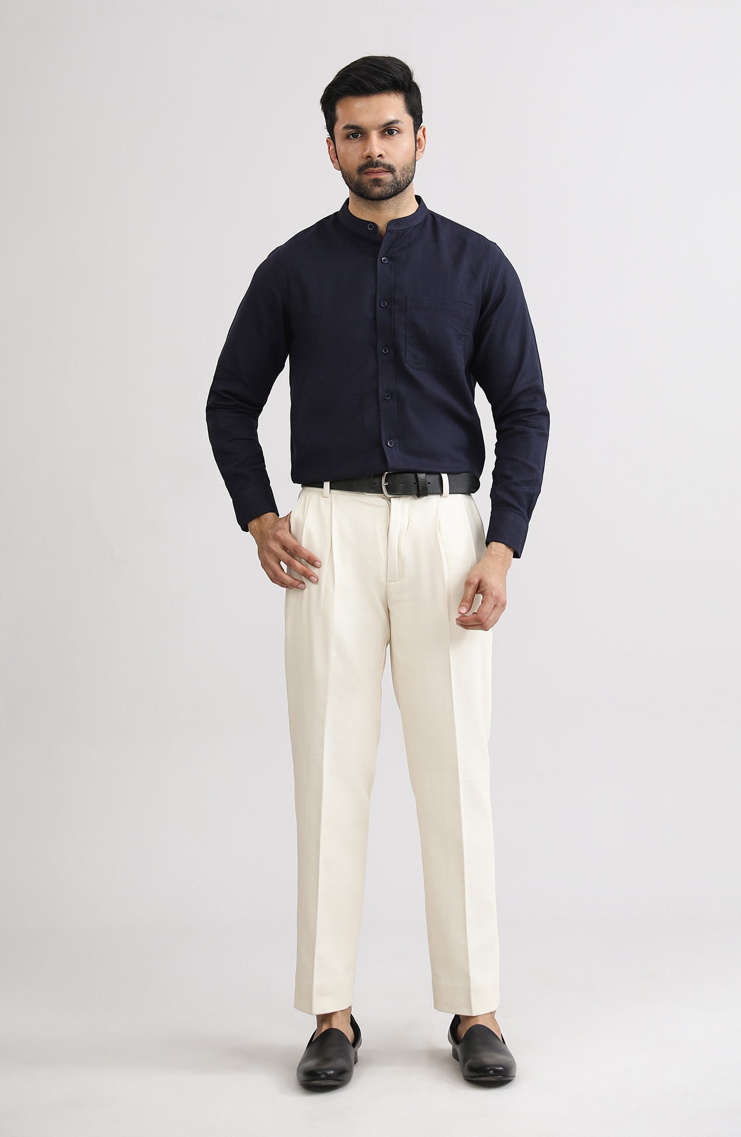 Band Collar Shirt - SMSH202A425 – Sefam Pvt. Ltd.